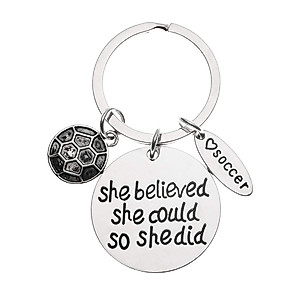 Infinity Collection Soccer Keychain, Soccer She Believed She Could So She Did Keychain, Soccer Gifts for Players and Soccer Teams
