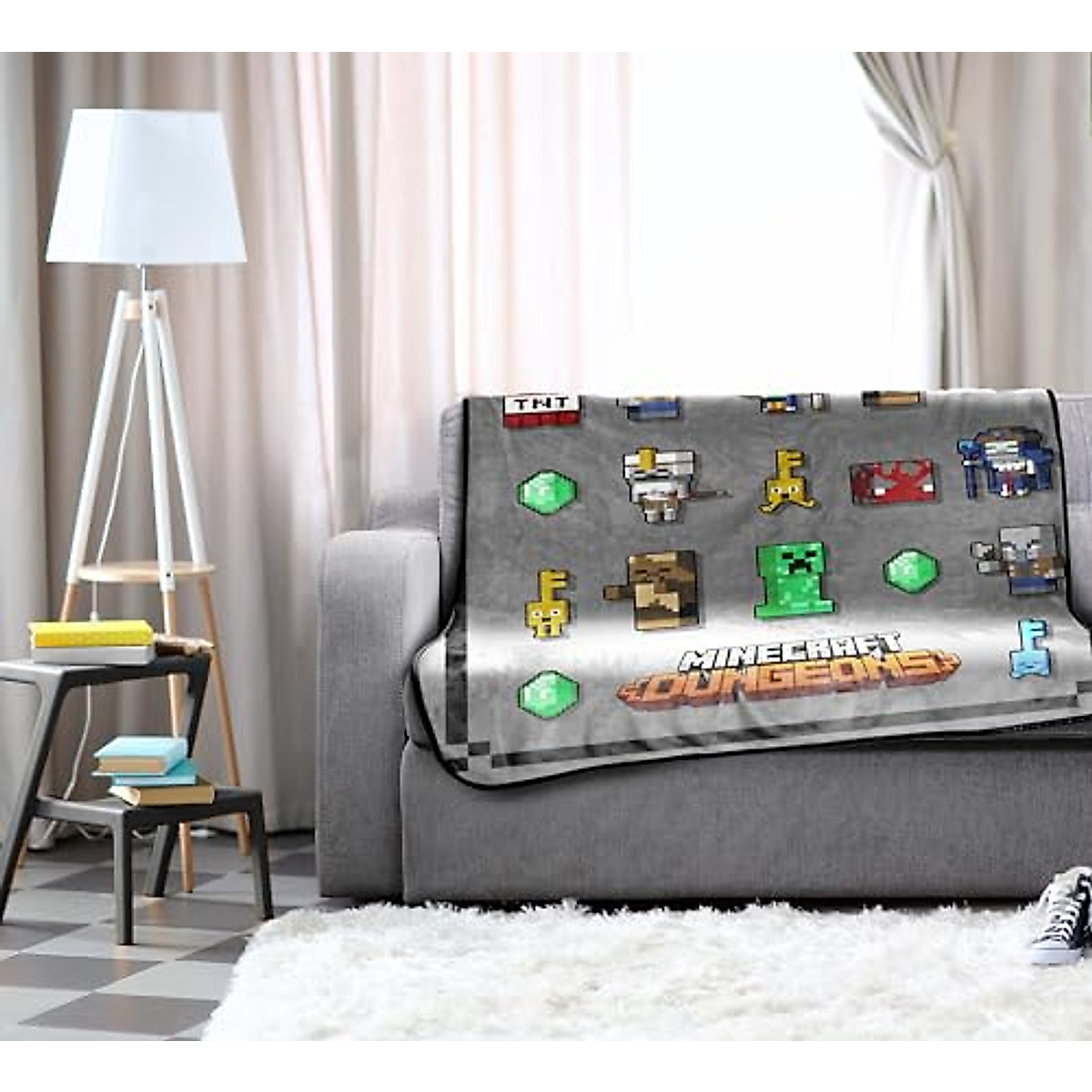 Minecraft Dungeon Mobs Throw - Measures 46 x 60 inches, Kids Bedding - Fade Resistant Super Soft Fleece (Official Minecraft Product)