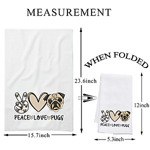 BDPWSS Pug Kitchen Towel for Pug Dog Lover Gift Pug Mom Gift Crazy Pug Lady Gift Pug Dog Owner Gift Peace Love Pugs Gift (Peace Love Pugs TW)