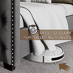 LUXOAK Queen Platform Bed Frame with Wingback Headboard, Velvet Upholstered Bed Frame with Handmade Button Tufted & Nailhead, Wooden Slats Support, Grey