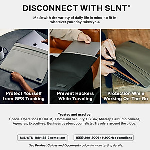 SLNT Weatherproof Nylon Faraday Bag with Silent Pocket Technology - Signal Blocking Device Sleeve for 13 inch and 15 inch Laptops and Tablets, Provides Instant Protection (Grey, 15 inch)