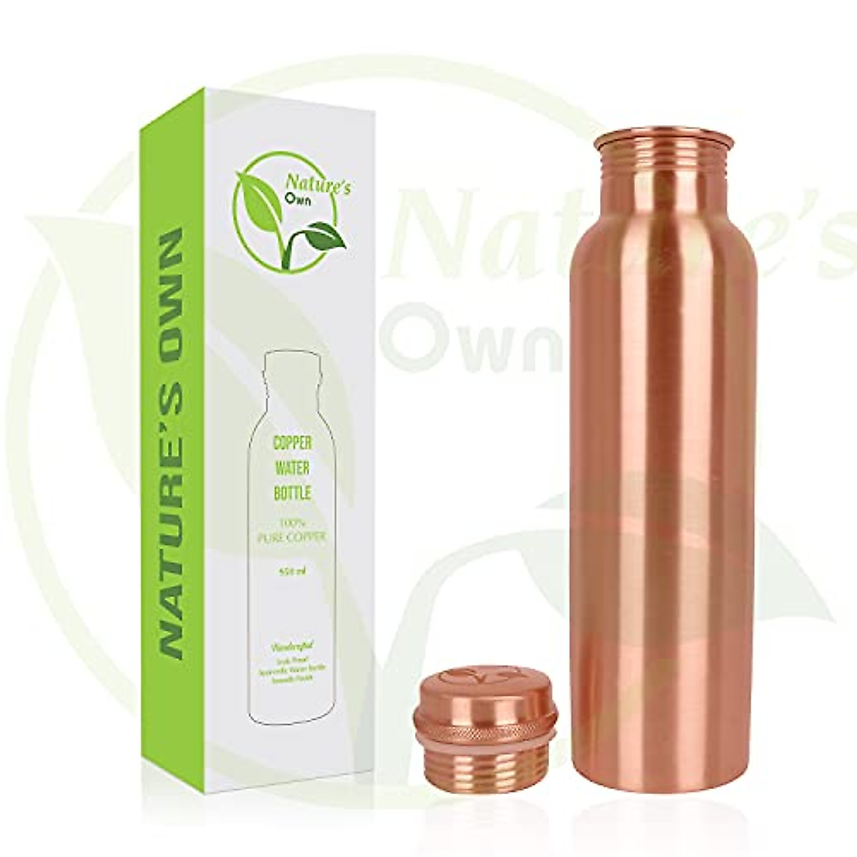 Nature's Own Copper Water Bottles 1000ml – 34 Oz Extra Large – An Ayurvedic Pure Copper Water Bottle For Drinking – Drink More Water – Leak Proof – Jointless Water Bottle – Travel Water Bottle