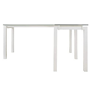 Signature Design by Ashley Baraga Contemporary Glass L-Shaped Home Office Desk, White