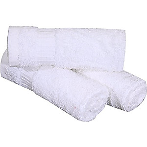 GOLD TEXTILES Premium Washcloths Towel Set (48 Pack, White, 12x12 Inches) Multi-Purpose Soft, Machine Washable Sports & Workout Towels (Pack of 48-12x12)