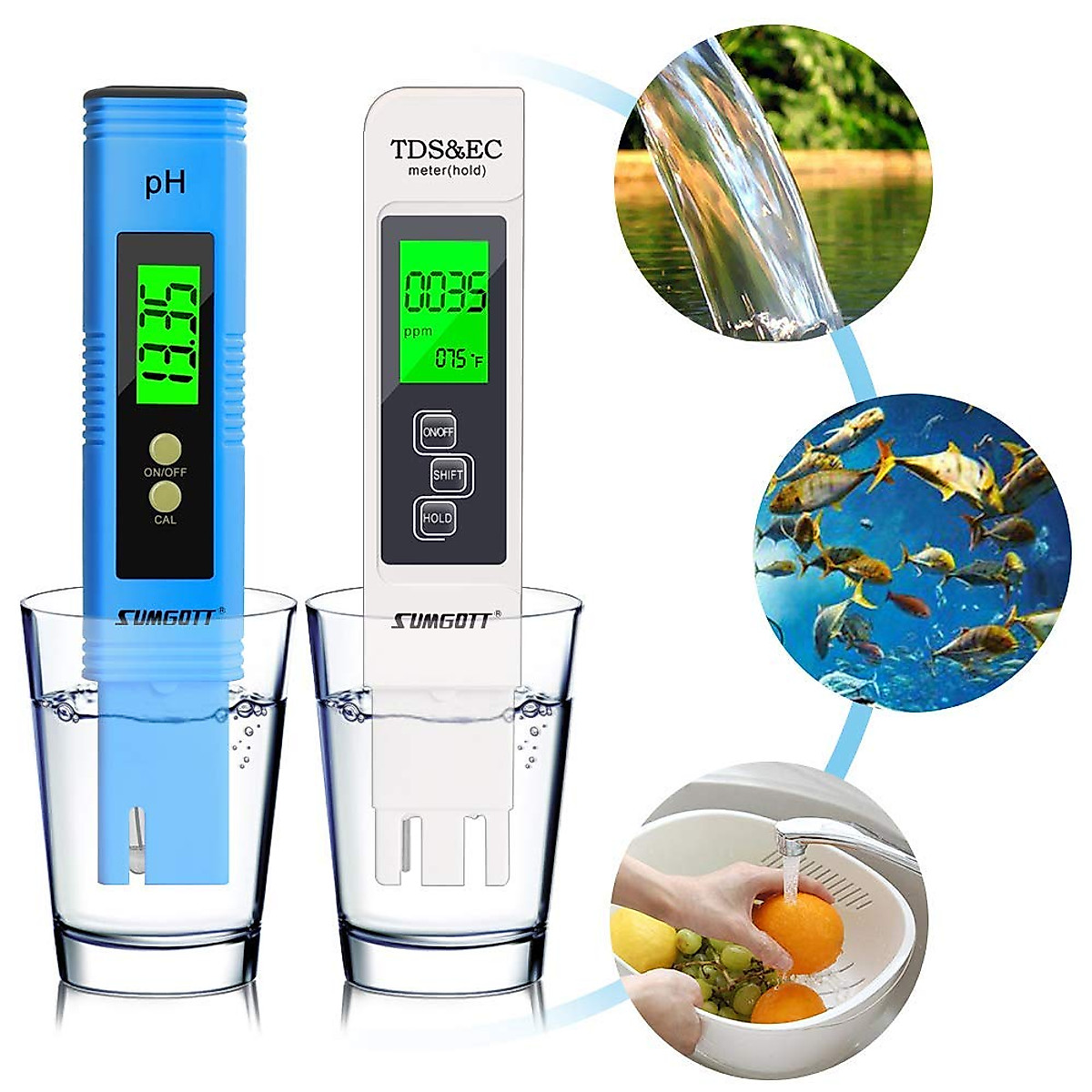 PH Meter Digital TDS Meter EC & Temperature Test Meter 4 in 1 Set, 0.01 High Accuracy PH Tester Pen Water Quality Tester for Household Drinking, Pool and Aquarium