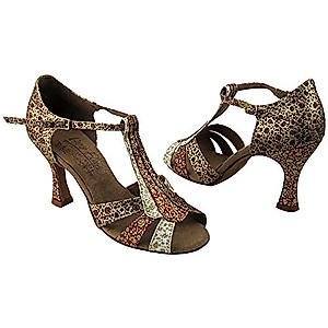 Women's Ballroom Dance Shoes Tango Wedding Salsa Dance Shoes Copper & Red & White S2806EB Comfortable - Very Fine 3" Heel 6.5 M US [Bundle of 5]