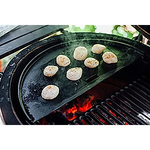 Kamado Joe KJ-HCIGRIDDLE Half Moon Cast Iron Reversible Grill Griddle for Classic Joe, Black