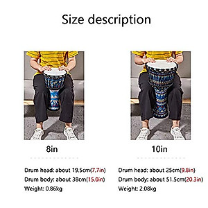 LuiYninhuoJin Djembe, Goatskin Cloth Drums Djembe Hand-Painted African Drums Cloth Stitching Djembe for Kids Adults Awesome Gifting Idea (Color : F-10in)