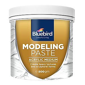 Bluebird Professional Thick Modeling Paste 571ML / 28.2Oz - High Density, Acrylic Medium - for Texture and Thickness, Dimension Additive (White, 28.2 Oz / 800GM)