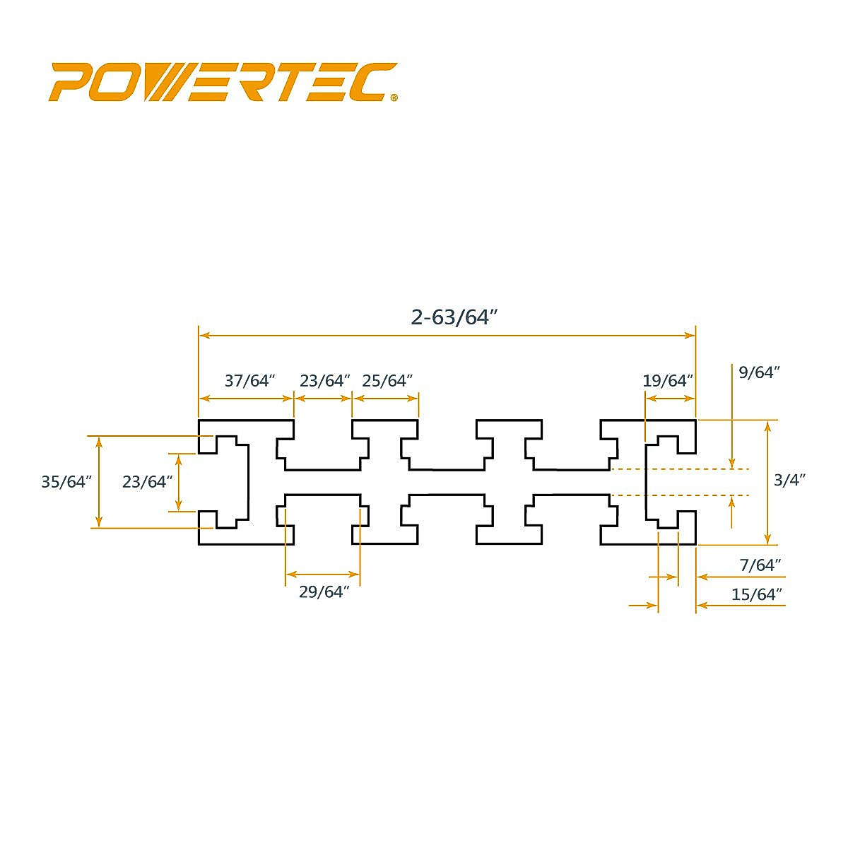 POWERTEC 71488 Multi T-Track Fence with Laser Measure Right to Left, 3” High x 24" Long Multi Track