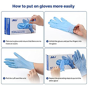 JMU Nitrile Gloves Disposable Latex Free Medium, 200 Count,3.5Mil,Blue