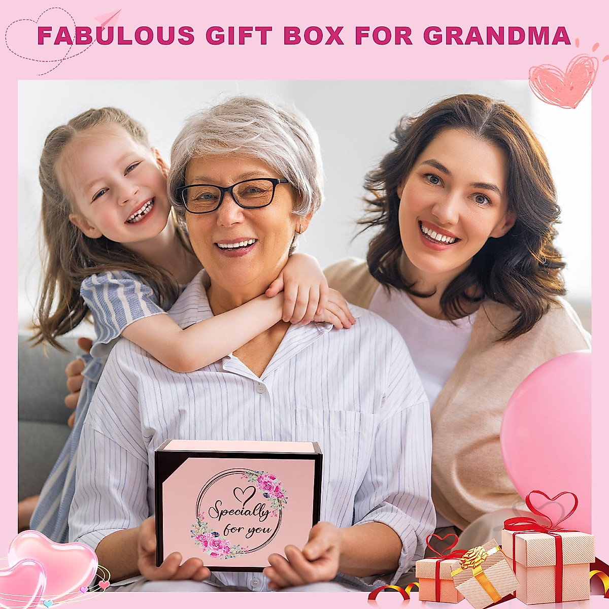BuiltFit Grandma Gifts Birthday Gift for Grandma from Granddaughter - Birthday Gifts Box for Grandmother from Grandchildren, Christmas Mothers Day Gifts Set for Great Grandma Nana Wine Tumbler Set