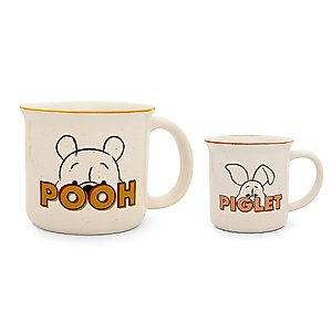 Disney Winnie the Pooh and Piglet Ceramic Camper Mugs | Set of 2