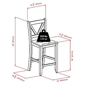 Winsome Wood Victor 2-Piece V-Back Counter Stools, 24-Inch, Brown