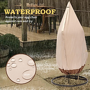 Egg Chair Cover with Waterproof Zipper,Outdoor Hanging Egg Chair Cover with Air Vent,Egg Swing Chair Cover Patio Wicker Hanging Chair Covers UV Resistance (75 X 45 Inches)