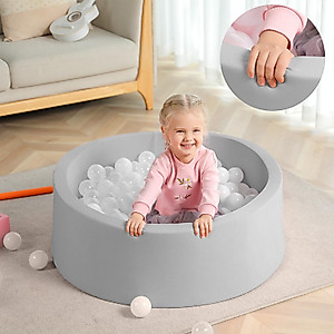 TRENDBOX Foam Ball Pit, 36" x 12" Indoor Soft Round Ball Pool Playpen (No Balls) Ideal Gift Toy for Kids and Toddler Children - Light Gray