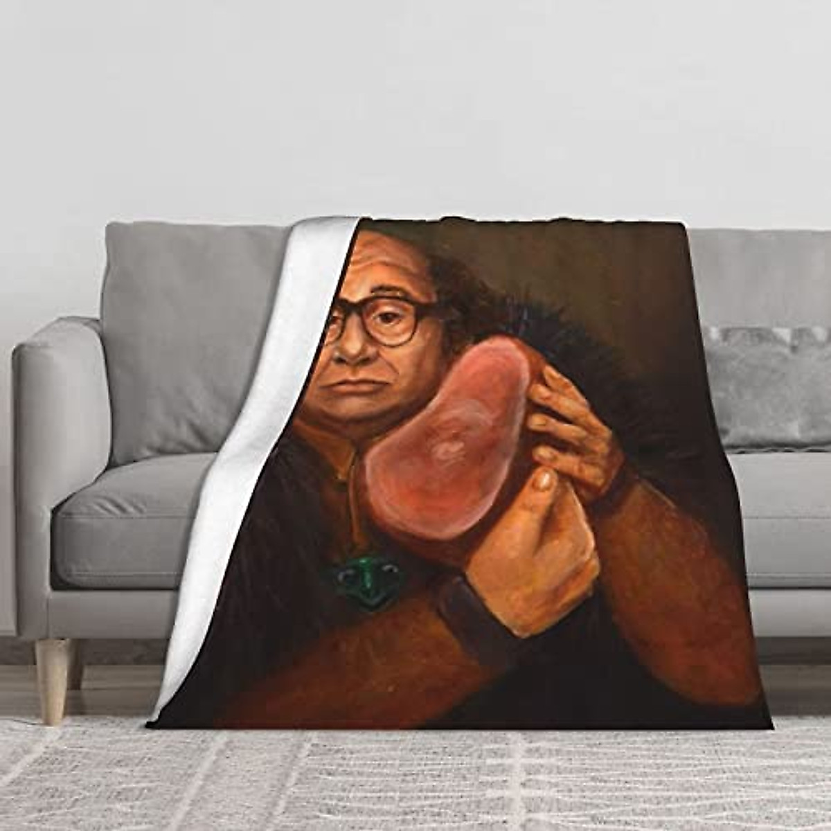 Danny and His Devito Beloved Ham Flannel Blanket Soft Cozy Lightweight Fluffy Microfiber Funny Meme Blanket All Season Fuzzy Plush Throw Blankets for Couch Sofa Bed 50"X40"
