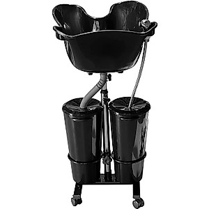 Shampoo Bowl Electric Pump with 2 Water Tanks/Portable Shampoo Basin Deep Sink Hair Washing Sink with Drain Hose for Home