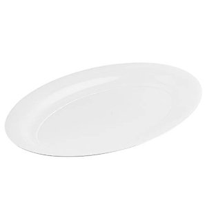 Plasticpro Plastic Oval Serving Trays - Serving Platters Oval 11 X 16 Disposable Party Dish White Pack of 4