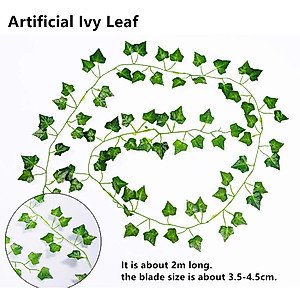 MerryNine 24 Pack Artificial Ivy Greenery, Hanging Vines Garland Fake Green Baskets Leaves Fake Foliage Flowers for Home Kitchen Garden Office Wedding Wall Party Decoration (Ivy Leaf -24)