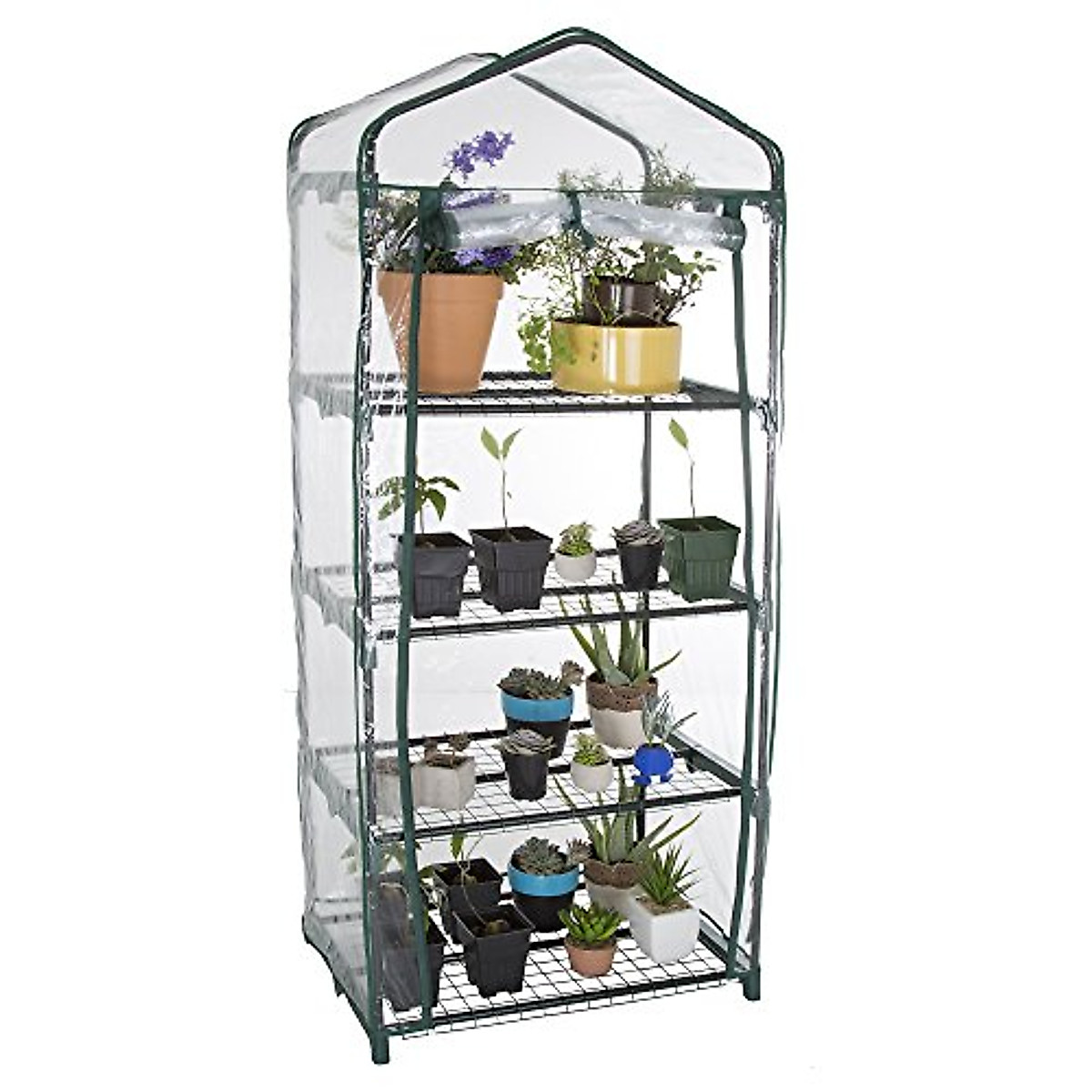 Pure Garden 4-Tier Greenhouse – Outdoor Gardening Hot House with Zippered Cover and Metal Shelves for Growing Vegetables, Flowers and Seedlings