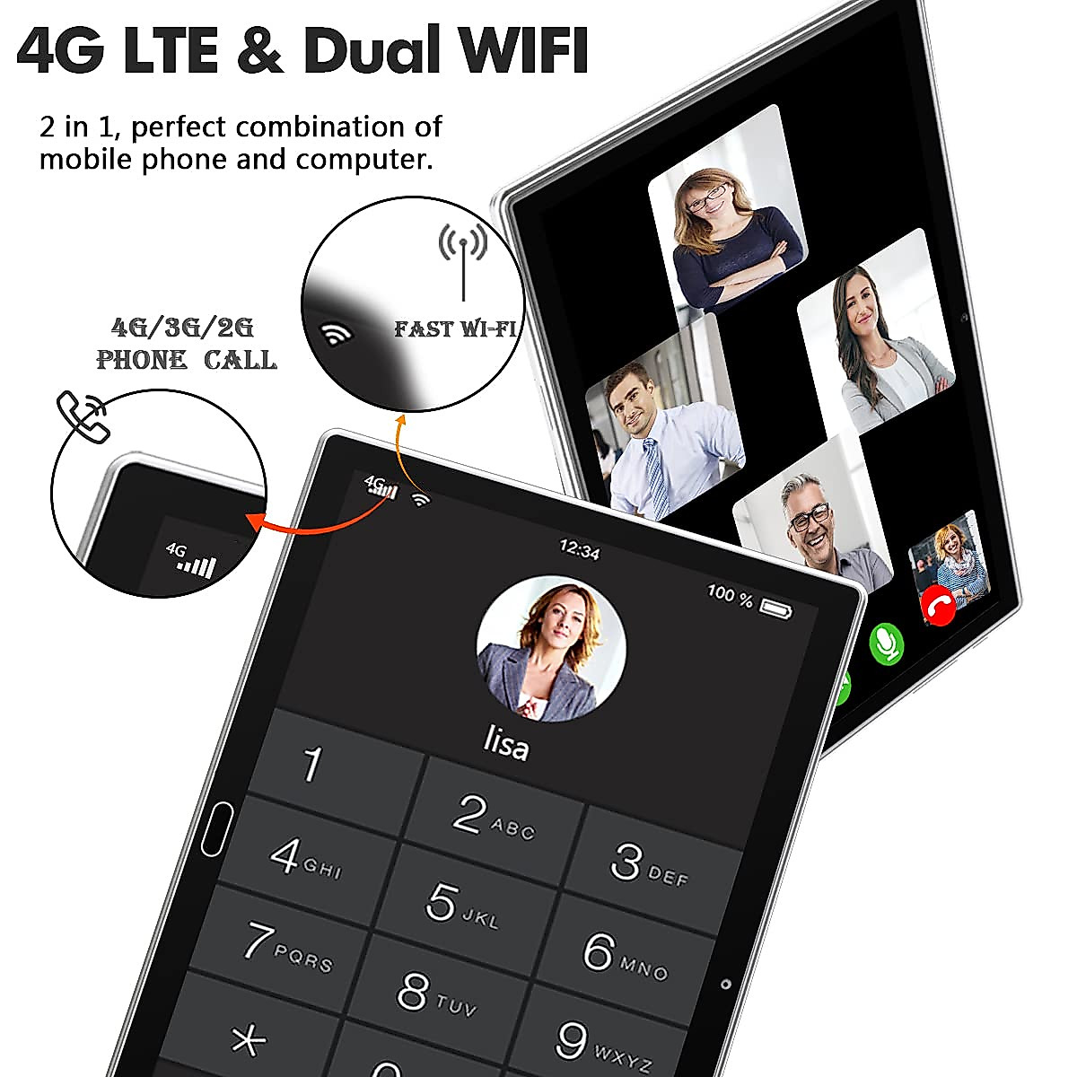 Tablet 10.1 inch | Android 13 4G Phone Call Phablet Dual Sim Card Slot | 4GB+64GB+512 Expandable Storage | Octa-Core Processor WiFi Tablet | Tablet Case Keyboard Wireless Mouse Stylus Included (Gray)