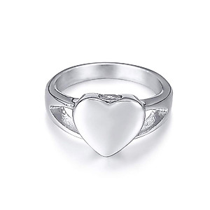 MEMORIALU Stainless Steel Heart Shape Urn Ring for Ashes Cremation Memorial Jewelry (6)