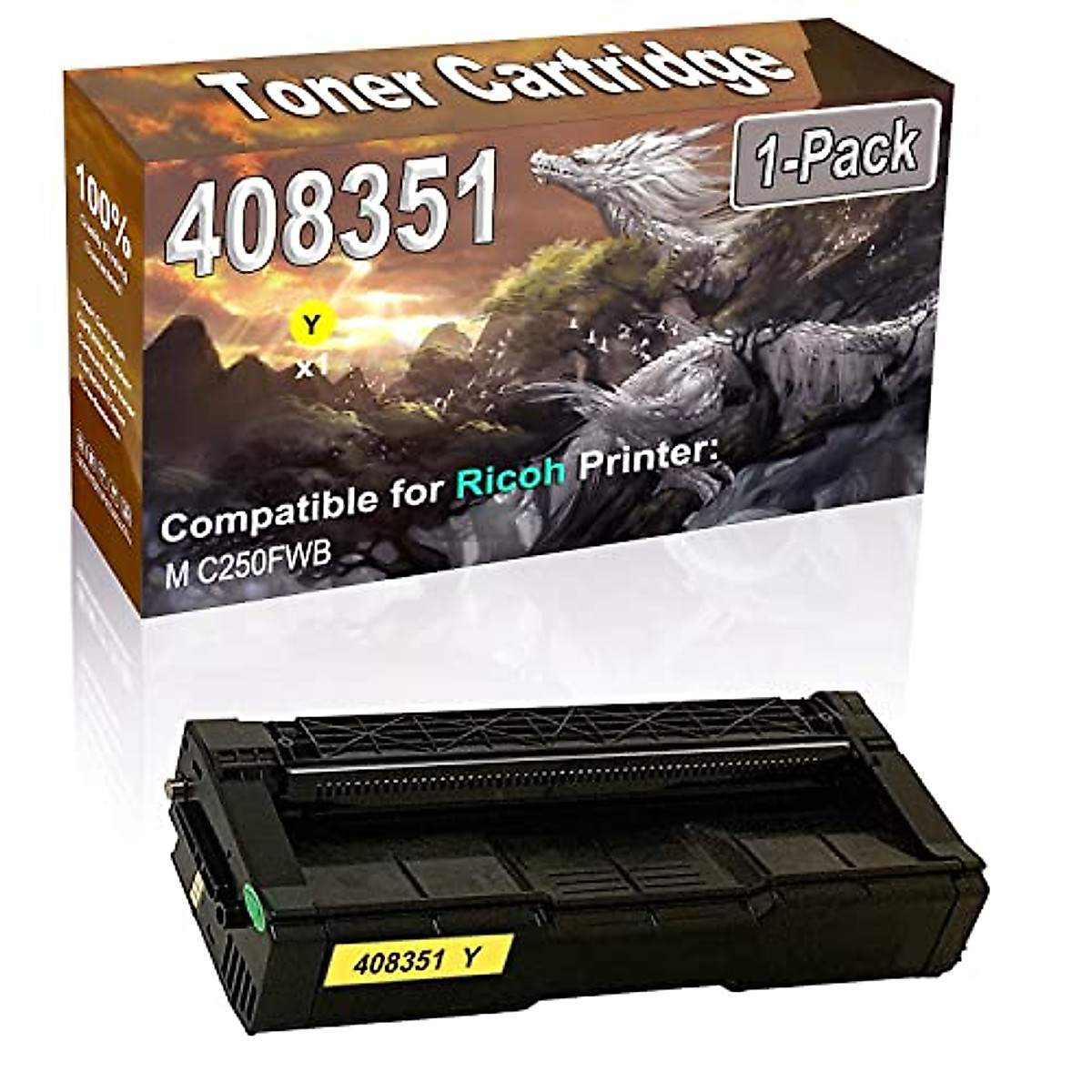 1-Pack Compatible High Capacity M C250 (408351) Imaging Toner Cartridge Used for Ricoh M C250FWB Printer (Yellow)