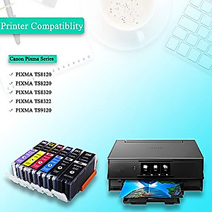 HIINK Compatible Ink Replacement for 280 281 Ink Cartridge for Canon Printer PIXMA TS8120 PIXMA TS8220 PIXMA TS8320 PIXMA TS9120 (6 Pack)