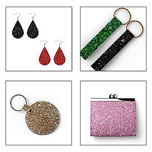 Solid Color Chunky Glitter Faux Leather Roll 12 x 53 Inch Sparkle Synthetic Sewing Fabric for Hair Bows Jewlery Making DIY Accessories (Gold)