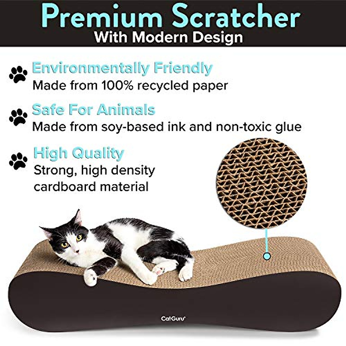 CatGuru Cat Scratcher, Reversible Cat Scratching Pad, Cardboard Cat Scratching Post, Premium Cat Scratch Pad, Durable Cat Scratchers, Cat Scratching Bed, Cat Scratcher Lounge (XXL)