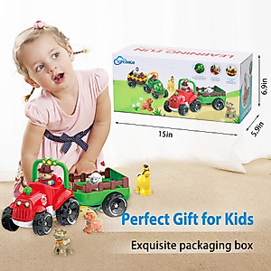 SUPERHIGH Farm Tractor Toy Tractor for 3 4 5 6 7 8 Year Old Boys & Girls with Detachable Farmer & Animals, Musical Toys with Light & Animal Sound Effect, Great Gift for Toddlers Kids