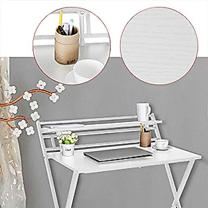 NDGDGA Gaming Desk, Writing Computer Desk, Home Office Writing Table, Folding Laptop Table for Home Study Office, Notebook Desk Desktop, Gamer Workstation (White, 31.5 x 19.7 x 28.5 inches)