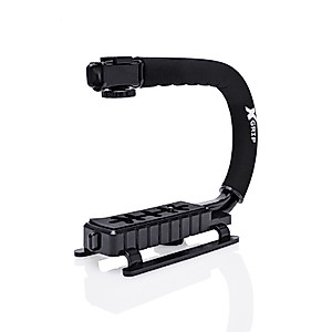 Opteka X-Grip Professional Camera/Camcorder Action Stabilizing Handle with Accessory Shoe for Flash, Mic, or Video Light (Black)