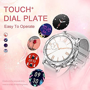 wonlex Smart Watches for Women, Bluetooth 5.2 Sleep Tracker with Heart Rate DIY Background, IP67 Waterproof Health Smartwatches for Android and iPhone Compatible