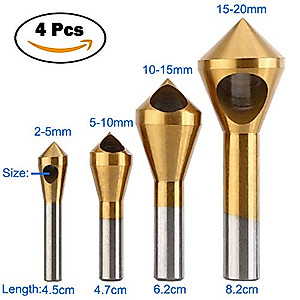 4pcs Countersink Chamfer Tool Deburring Tool Set Metal Wood Drill Bits for Wood, PVC board, Aluminum, Insulation board