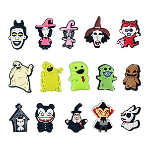 Ampadds Nightmare Before Christmas Shoe Charms 50PCS Nightmare Before Christmas Gifts Halloween Decor for Sandals Wristband Bracelets Halloween Christmas Shoe Charms for Kids Boys