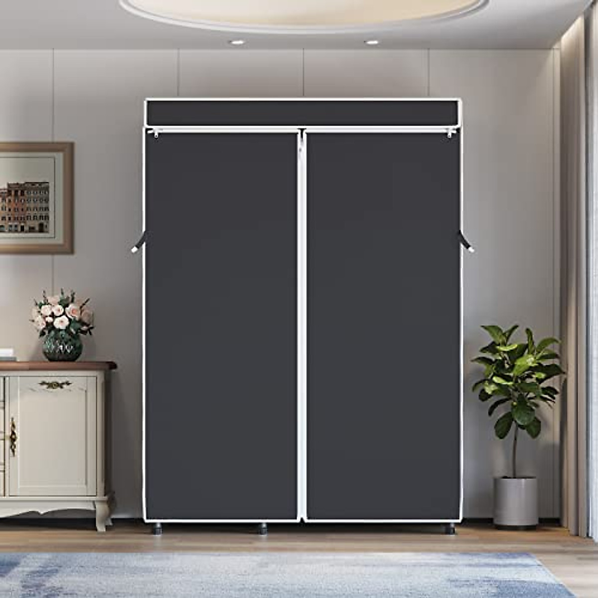 VIPEK V2C Wire Garment Rack Covered Clothes Rack with 3 Hanging Rods, Black Metal Clothing Rack with Black Oxford Fabric Cover Cover, Portable Closet Rack Free Standing Closet Wardrobe, Max Load 600LBS