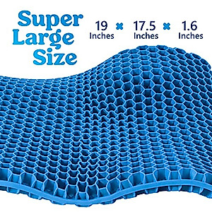 Large Gel Seat Cushion for Tailbone Pain Relief - Soft Cozy Plush Cover with Cooling Honeycomb Pad - Pressure Relief for Car, Office, Chair, Home - Comfort and Support while Sitting at a Desk or Floor