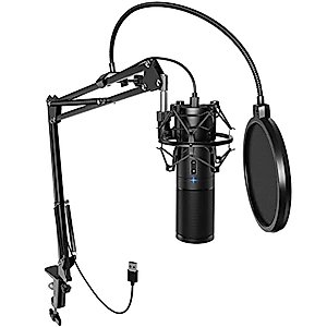 TONOR USB Gaming Microphone, PC Streaming Mic Kit for PS4/5/Discord/Twitch Gamer, Condenser Studio Cardioid Microfono for Podcasting, Recording, Content Creation, Singing with Adjustable Arm Stand Q9
