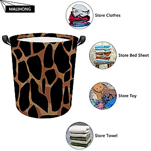 MALIHONG Giraffe Pattern Big Laundry Basket Nursery Toy Hamper Washable Canvas Storage Basket Foldable with Waterproof Coating Large Storage Organizer Boys and Girls Dirty Cothes Basket for Bedroom
