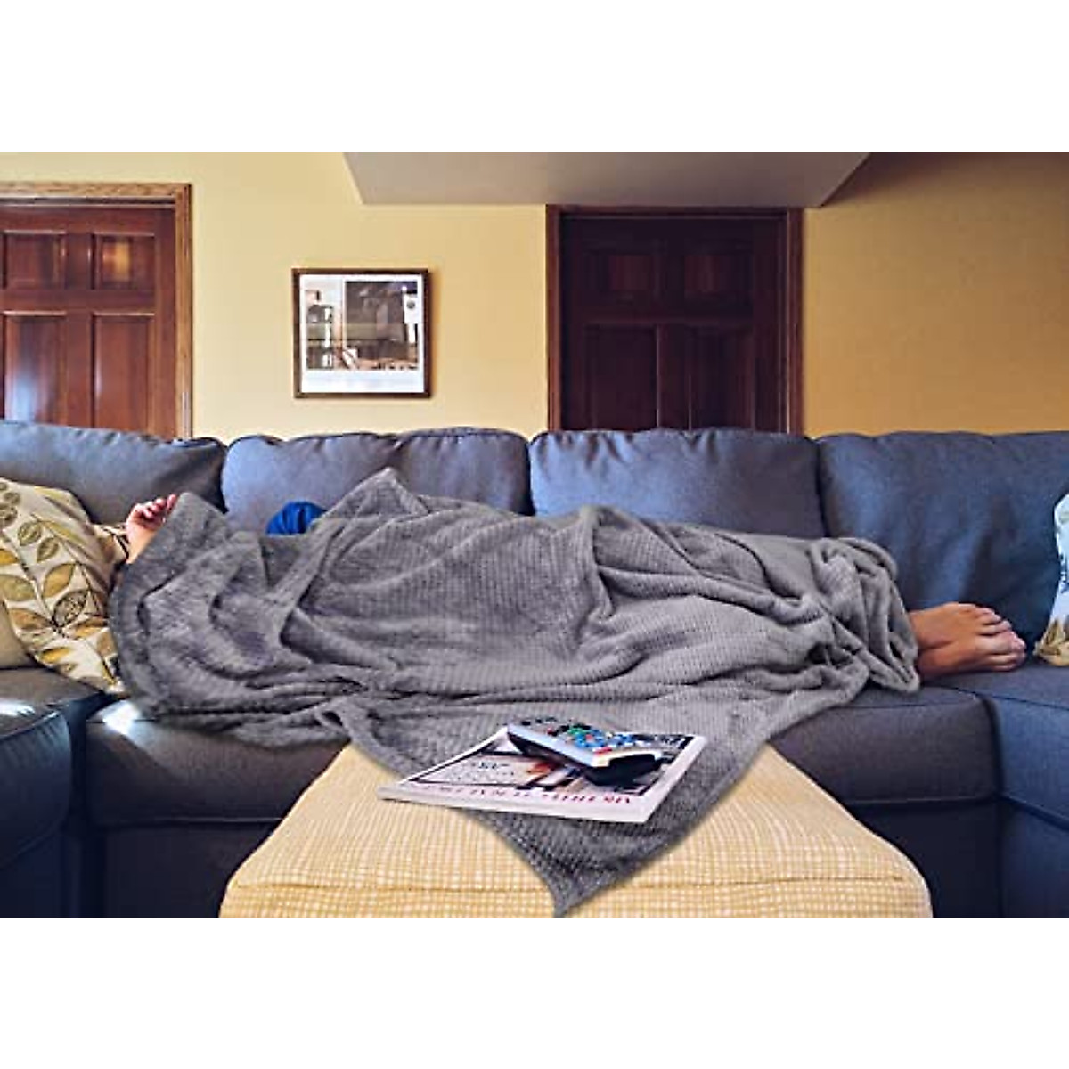 Tronssien Fleece Throw Blankets Super Soft Flannel Cozy Blankets Washable Lightweight Fuzzy Blanket for Couch Sofa Bed Office Throw Size Warm Plush Blankets for All Season (50'x 60')