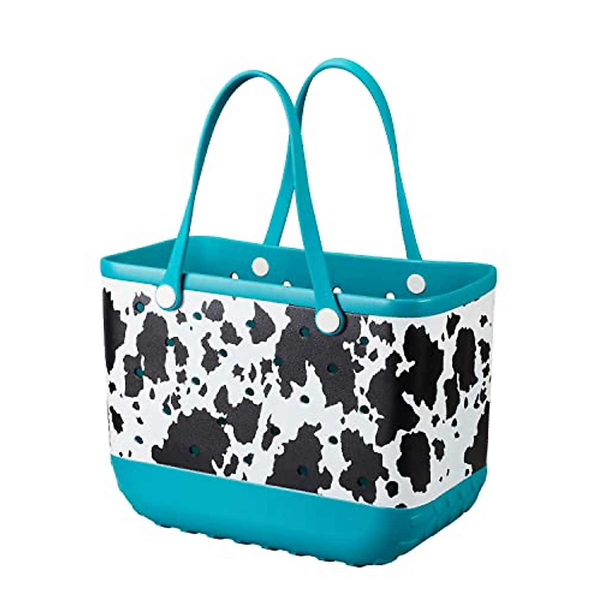 Qkstan Beach Bag Rubber Tote Bag - Waterproof Travel Bags for Men Women Washable Tote Bag Handbag for Sports Beach Market Pool (Cow, Large)