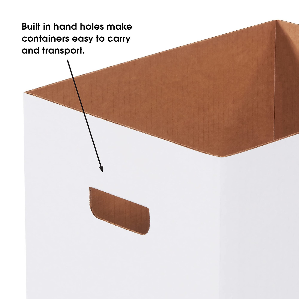 BOX USA Corrugated Trash Can with Waste Logo, 50 Gallon, 18' x 18' x 36', White, 10/Bundle