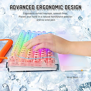 ATTACK SHARK X75 PRO PC Transparent Wireless Hot Swappable Mechanical Keyboard with 2.4G/Bluetooth/Wired Coiled Cable,Acrylic Wirst Rest,Gasket Mounted,for Windows/Mac(Kailh MX Switches)