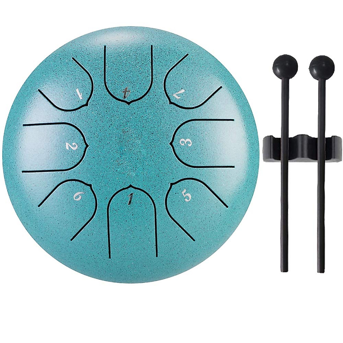 Steel Tongue Drum - 8 tones 6 Inches-Percussion Instrument - C-Key Handpan Drum with Bag, Mallets, Finger Picks, Notes Stickers for Personal Meditation, Yoga, Zen, Concert (Green)