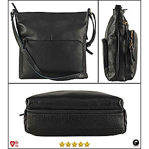 Mou Meraki Premium Genuine Leather Black Crossbody Purses and Handbags Women