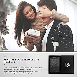 MURADIN Tactical Minimalist Wallet for Men, Slim RFID-Blocking Metal Card Holder, Front Pocket Men’s Leather Dapper Bifold Wallet with Money Clip Grid