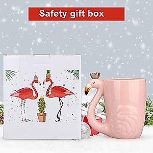 16 oz Cute Pink Coffee Mug Ceramic Cup Flamingo Gift Mug for Women Grandma Mom Mug Christmas Funny Coffee Cup Animal Mug Pink Christmas Mug Decor Wedding Mugs