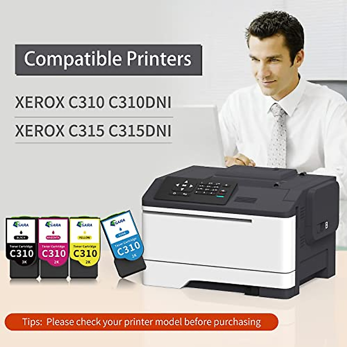 Remanufactured for Xerox C310 C315 Toner Cartridge Toner Replacement for 006R004356 006R004357 006R004358 006R004359 (4 Pack)